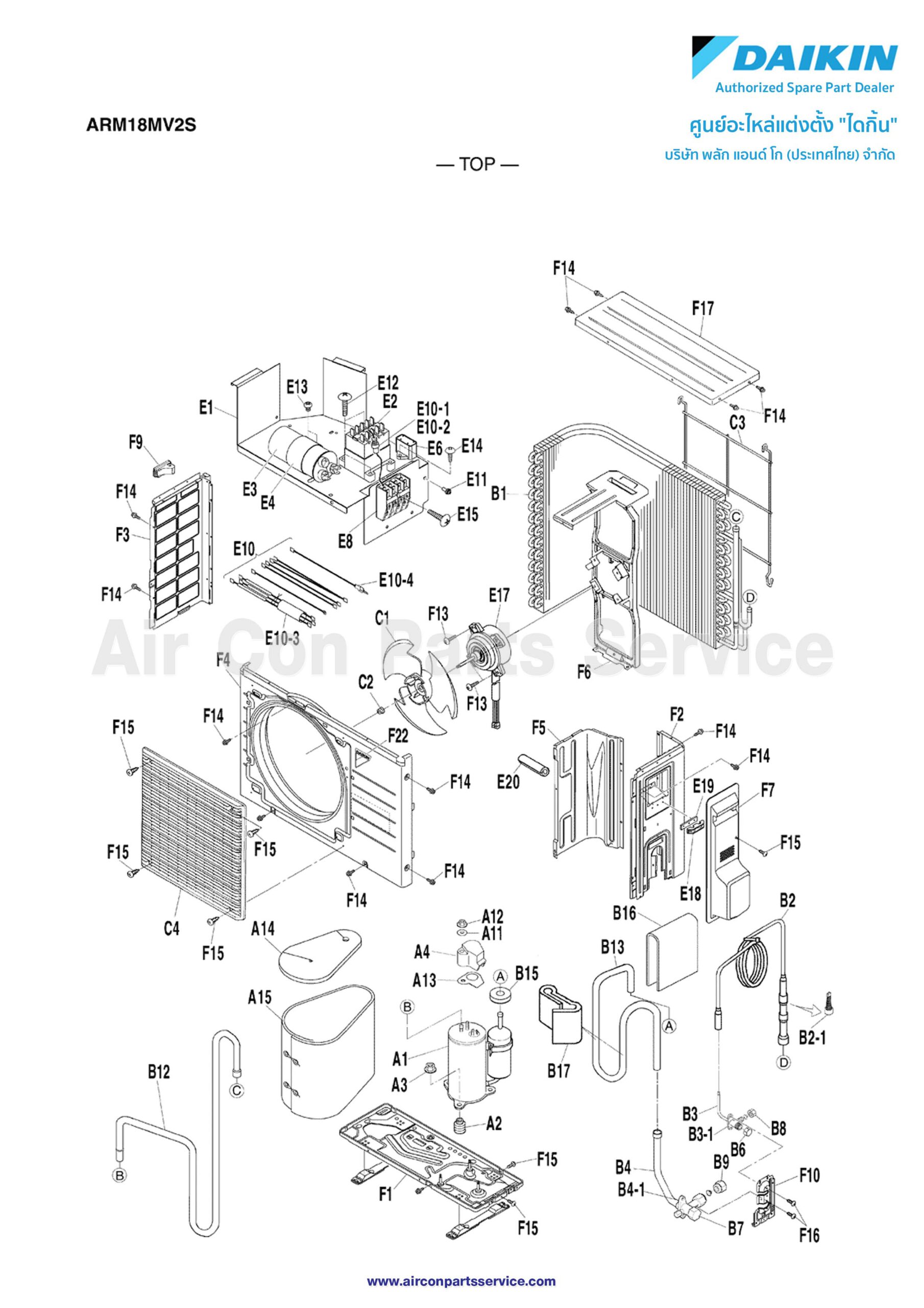 อะไหล่แอร์ DAIKIN คอยล์ร้อน Model ARM18MV2S | Air Con Parts Service